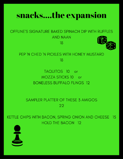 Offline Board Game Cafe Menu
